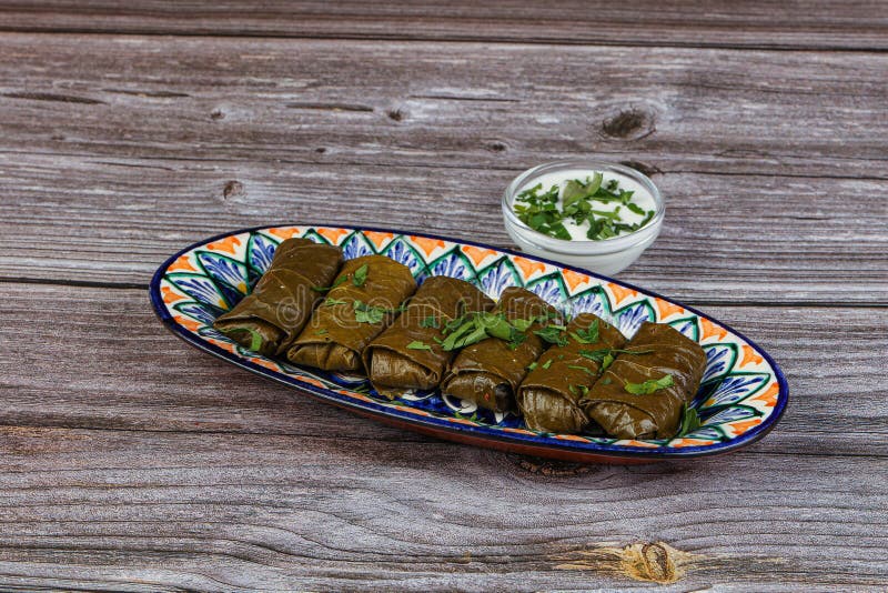 Turkish Dolma - Meat and Rice in Grape Leaves Stock Image - Image of ...