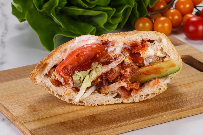 Turkish Doner with Meat and Vegetables Stock Image - Image of snack ...
