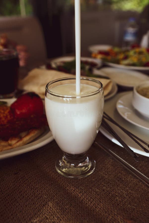 Turkish Drink Ayran or Kefir Buttermilk Made with Yogurt. Stock Photo ...