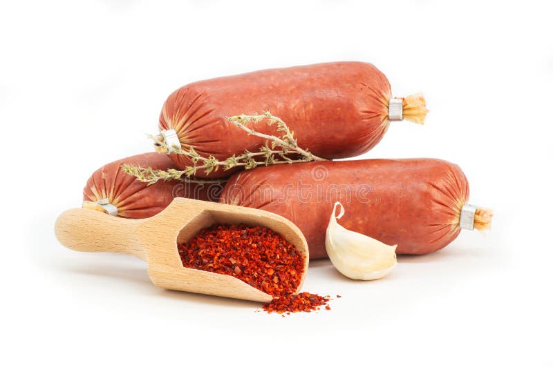 Turkish Fermented Sausage Isolated on White Background Stock Photo ...