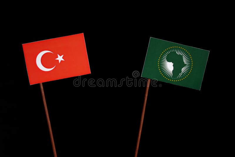 Turkish Flag with Qatari Flag on a Tree Stump Isolated Stock Photo ...