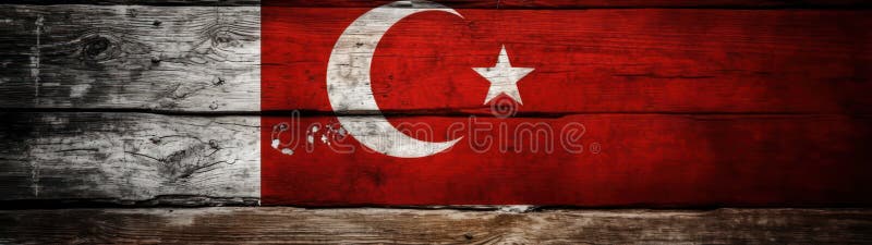 Turkish Flag Banner on Wooden Background Stock Illustration ...