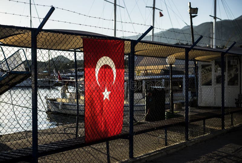 Turkish Flag. Barbed Wire stock photo. Image of star - 77410156
