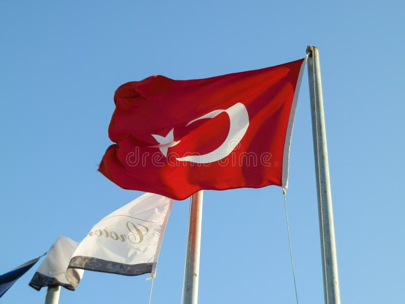 Turkish Flag on Beach in Antalya Turkey Stock Image - Image of national ...