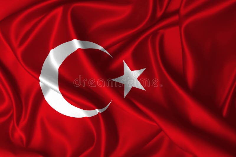Turkish Flag with Crescent on Silk Texture. Stock Vector - Illustration ...