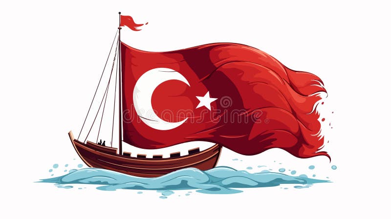 Turkish Flag Flower Design Cartoon Vector Illustration Stock Vector ...