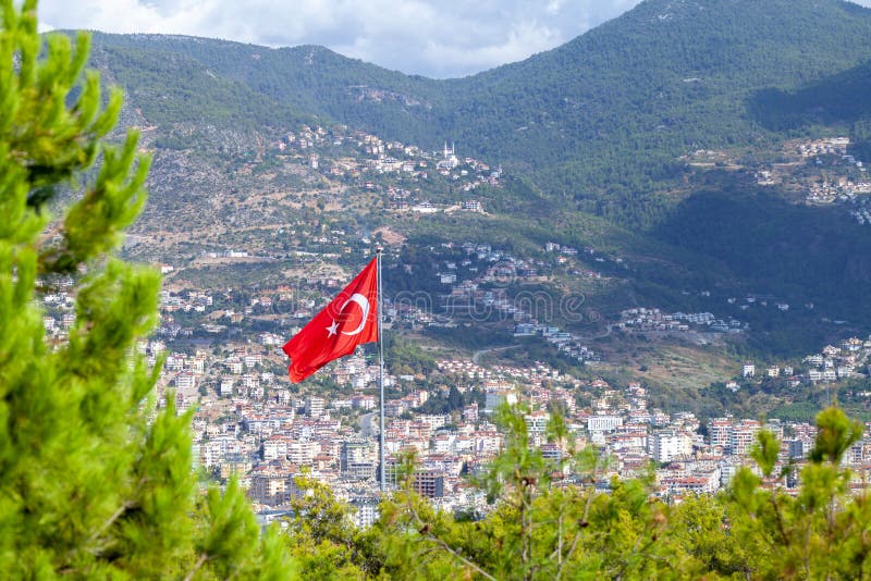 Turkish Flag in Front of the City Stock Photo - Image of military ...