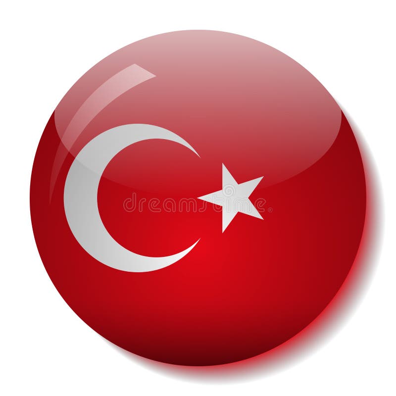 Turkish Flag Glass Button Vector Illustration Stock Vector ...