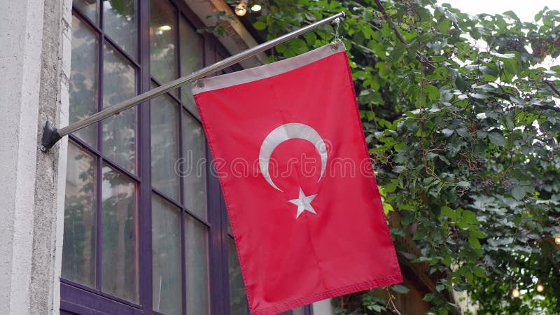 Turkish Flag Hanging on the Window Stock Video - Video of banner, cloth ...