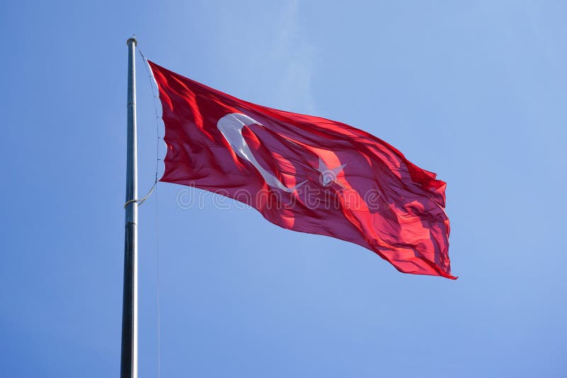 Turkish Flag Has White Crescent Moon Star Red Background Stock Photos ...