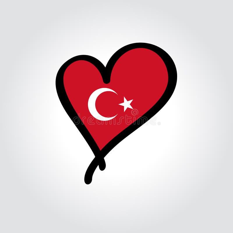 Turkish Flag Heart-shaped Hand Drawn Logo. Vector Illustration. Stock ... Turkish Flag Heart-shaped Hand Drawn Logo. Vector Illustration. Stock ...
