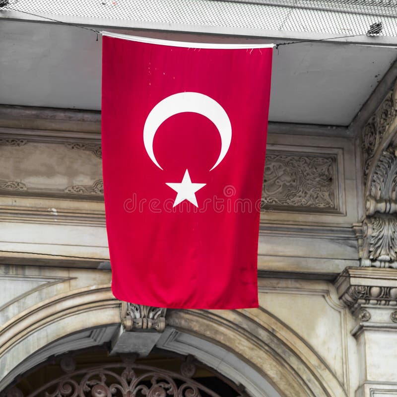 Turkish flag in Istanbul stock image. Image of blow, national - 66371959