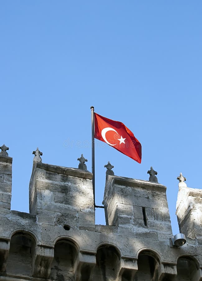 Turkish Flag on Medieval Castle Stock Image - Image of ancient ...