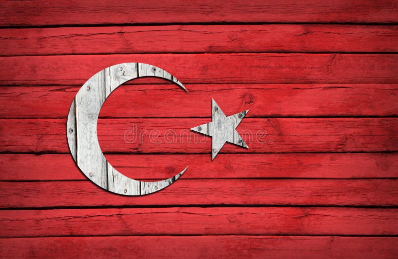 Turkish Flag Painted on Wooden Boards Stock Image - Image of rough ...