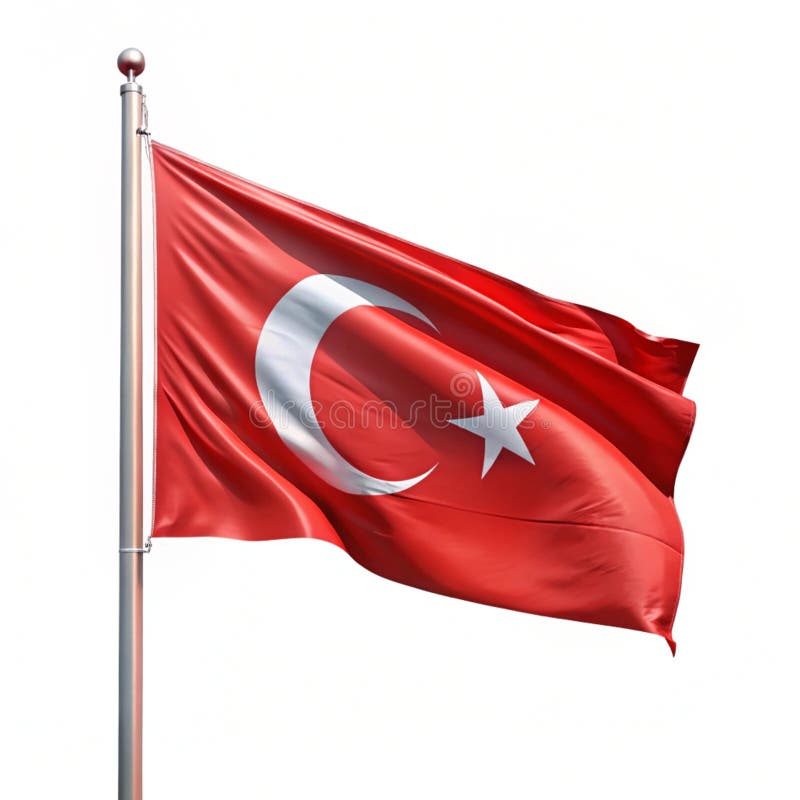 Turkish flag with pole stock illustration. Illustration of textile ...