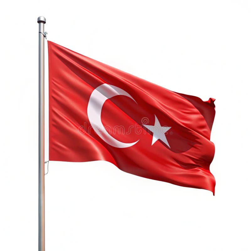 Turkish flag with pole stock illustration. Illustration of transparent ...
