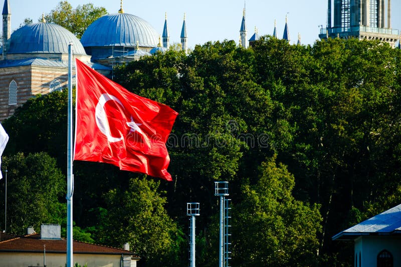 Turkish Flag, on a Red Background White Star and Moon. Turkish Flag ...