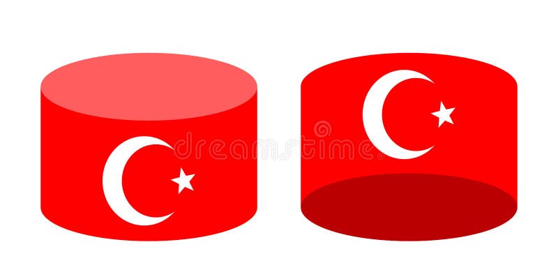 Turkish Flag in Red Hat Cap. Turkey Icon in a Circle Stock Vector ...