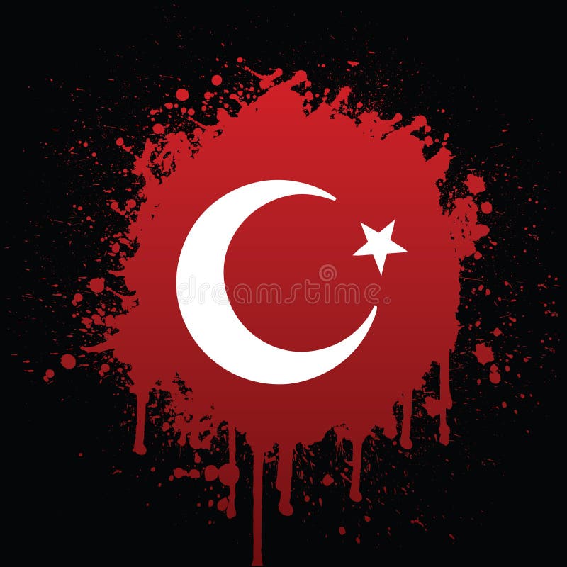 Turkish Flag in Red Spatter Stock Vector - Illustration of drawing ...