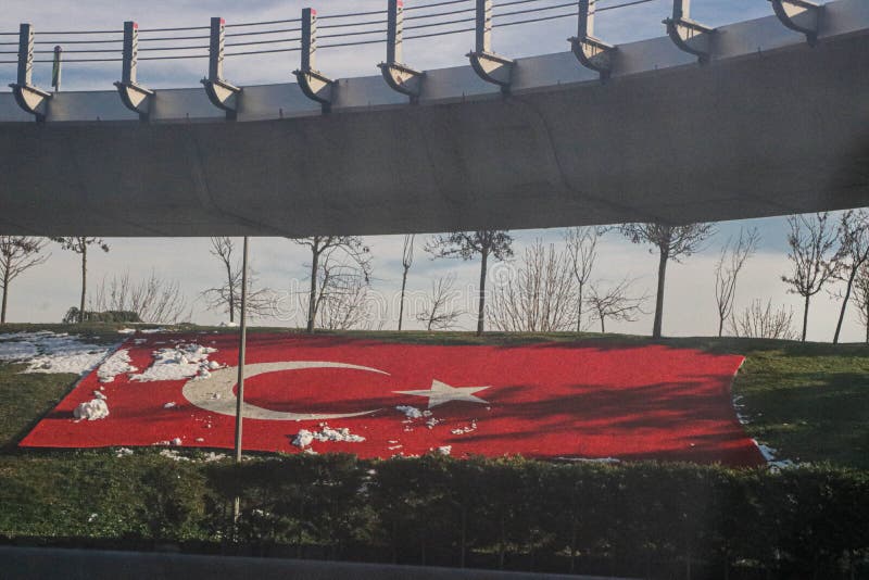 Turkish Flag on the Road Side Editorial Photography - Image of spring ...