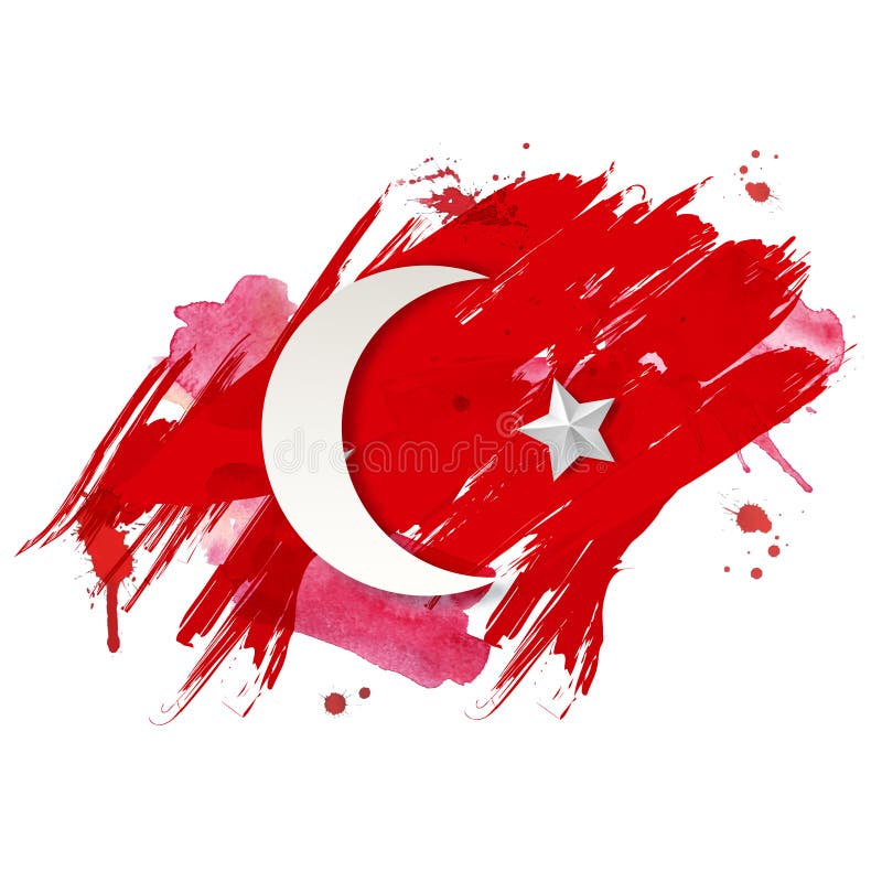 Turkish flag stock vector. Illustration of block, bosphorus - 195690247