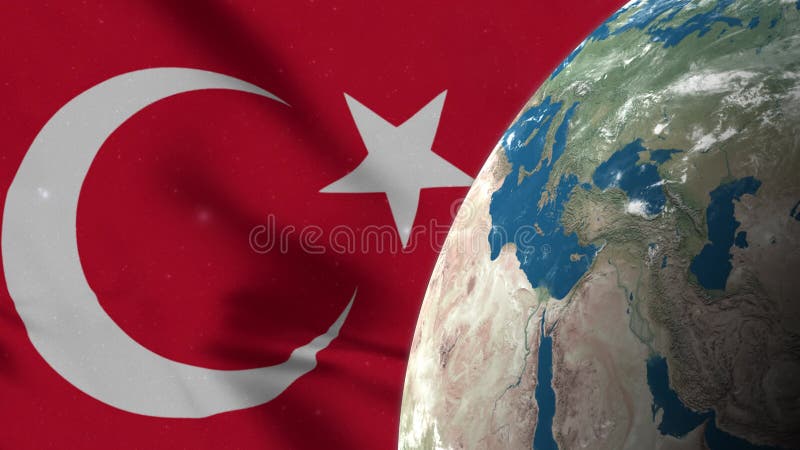 Turkish Flag and Turkey Map on Earth Globe 4K Stock Video - Video of ...