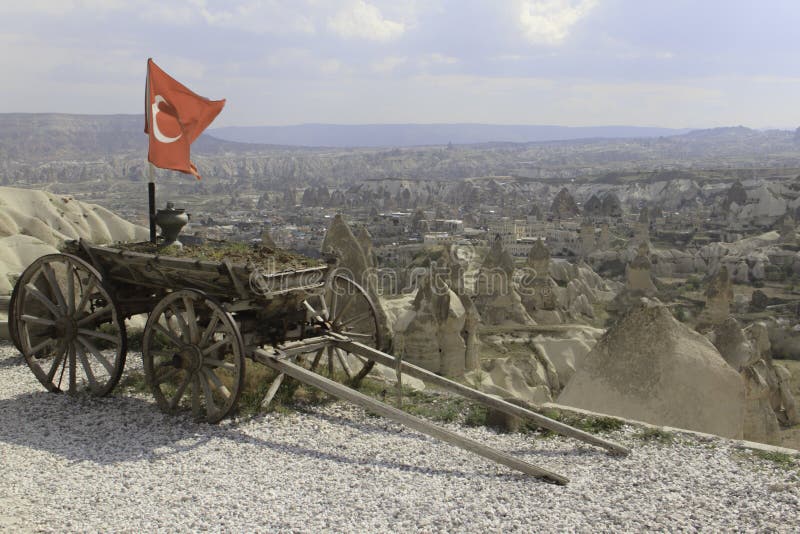 Turkish Flag on a Wagon and a Rock Desert Stock Photo - Image of desert ...