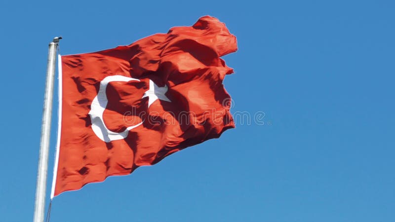 Slowmotion of Turkish Flag Waving in the Wind at Traditional House with ...