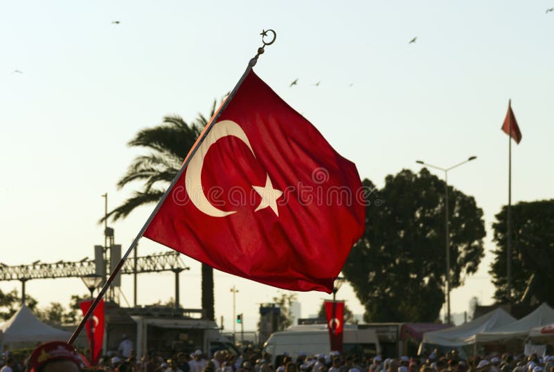 Turkish flag. editorial photography. Image of monument - 125278457
