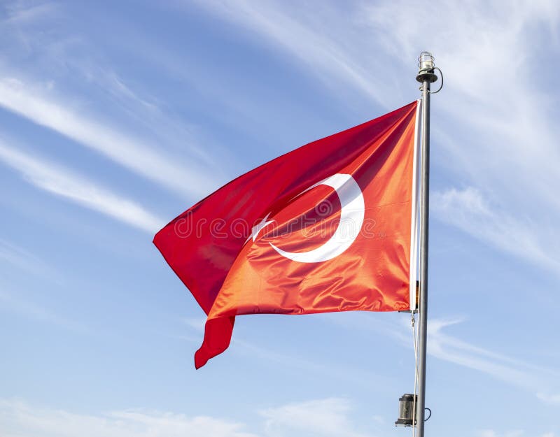 Turkish Flag Waving in the Sky Stock Photo - Image of glory, country ...