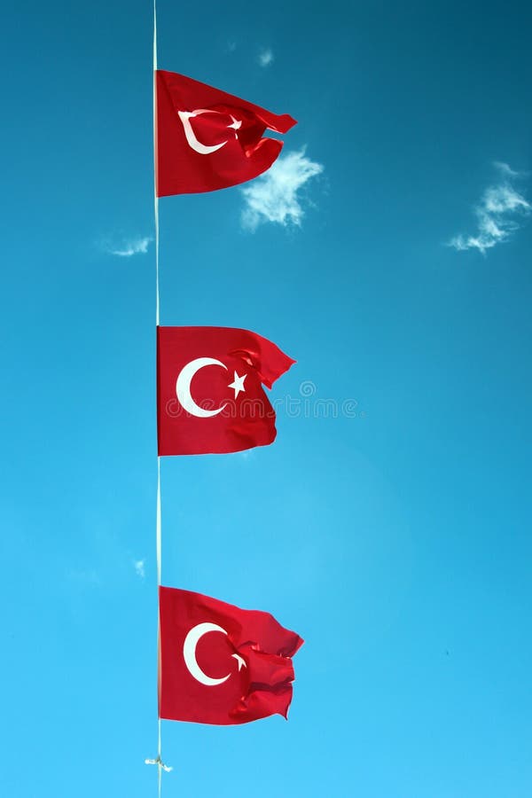 Turkish Flags Against Blue Sky Stock Image - Image of freedom, european ...