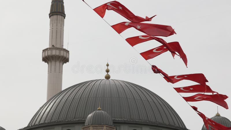 Turkish Flags on the Background of a Mosque, Taksim Square Stock Video ...
