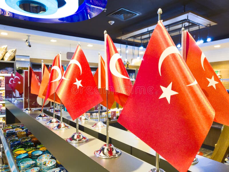 Turkish Flags in Souvenir Shop Stock Photo - Image of bazaar, souvenir ...