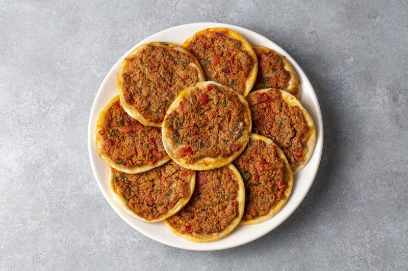 Turkish Food Findik Lahmacun - Mini Pizza Stock Photo - Image of ...