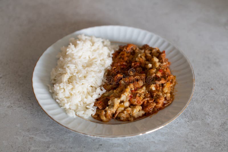 Turkish Food Hunkar Begendi Made with Eggplant and Meat Stock Photo ...