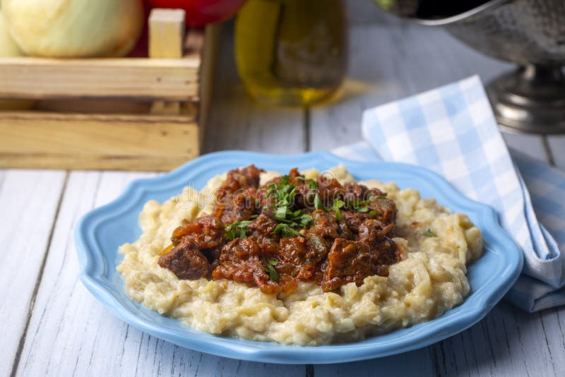 Turkish Food Hunkar Begendi Made with Eggplant and Meat Stock Image ...
