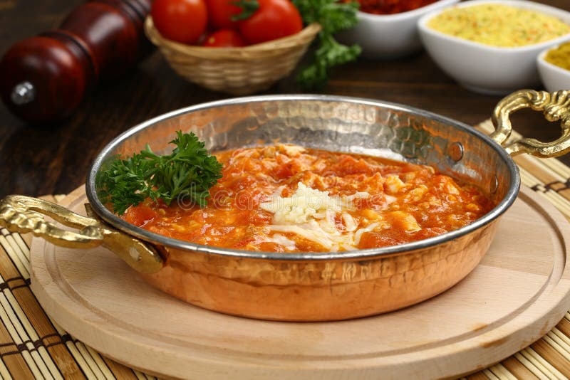 Turkish food menemen stock photo. Image of cooked, appetizer - 96448856