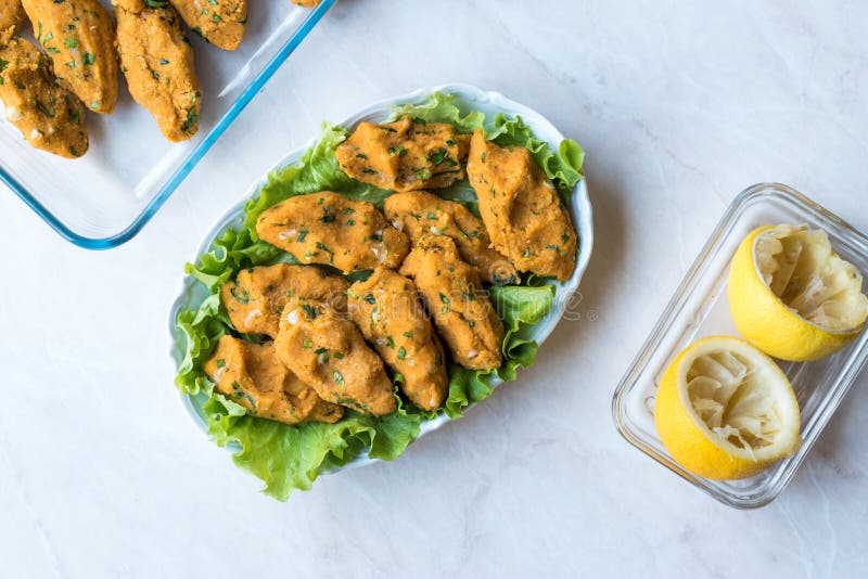 Turkish Food Mercimek Koftesi Made Bulgur and Lentil Paste Stock Photo ...