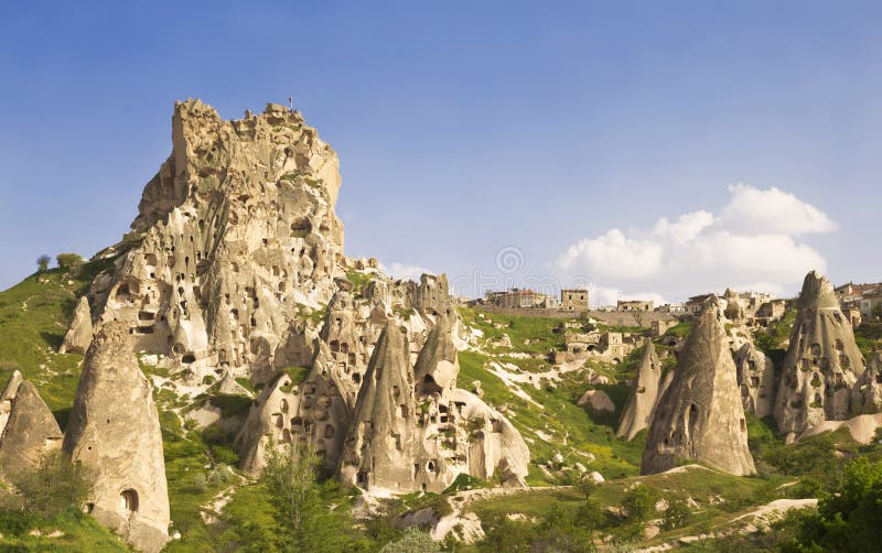 Turkish Fortress Cave Uchisar Cappadocia Stock Image - Image of ...