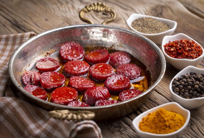 Turkish Fried Sausage (Turkish Name Turkish Sucuk Stock Photo - Image ...