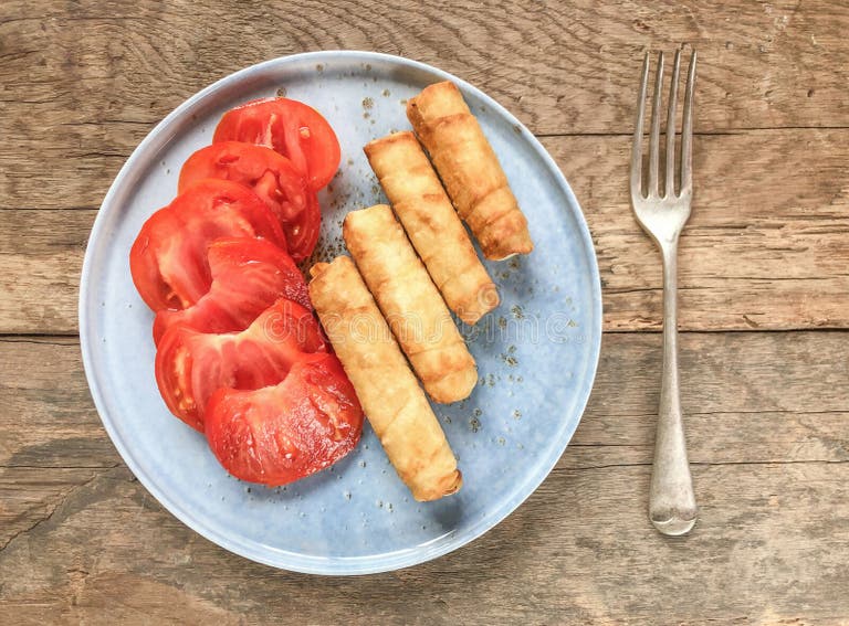 Turkish Fried Spring Roll Made from Phyllo Pastry on Table Stock Image ...