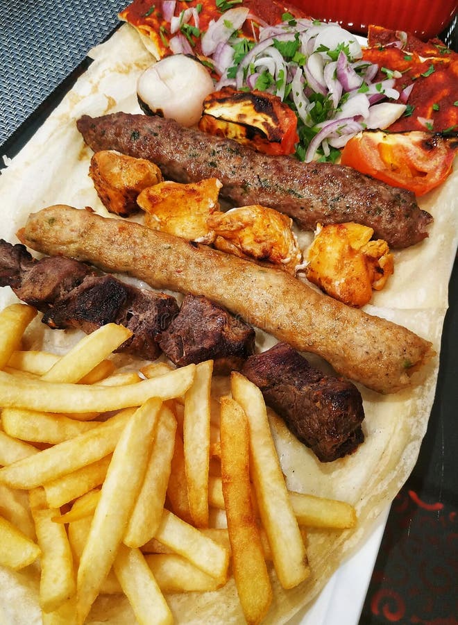 Turkish grilled mix kebab stock photo. Image of turkish - 220729156