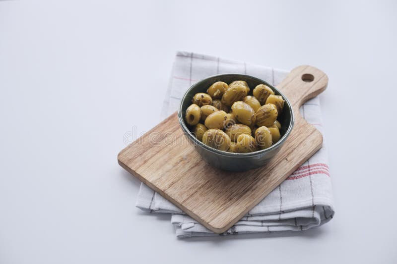 Turkish Grilled Olives with Olive and Tomato on Plate Stock Image ...