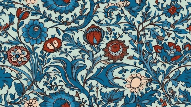 Turkish Iznik Background Texture Traditional Design, Turkey, Floral ...