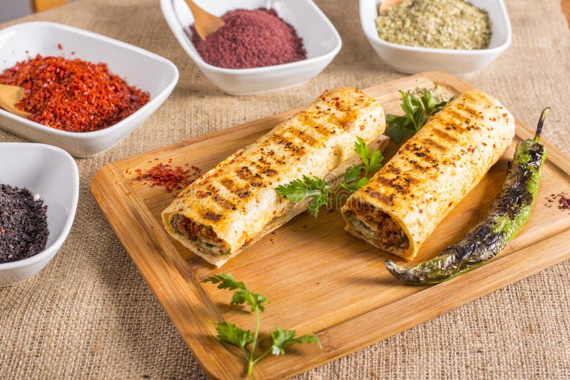 Turkish Kebab Durum on Wood Stock Image - Image of durum, kebab: 189157969