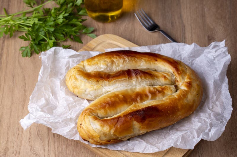 Turkish Kol Borek with Minced Meat Serving Stock Image - Image of ...