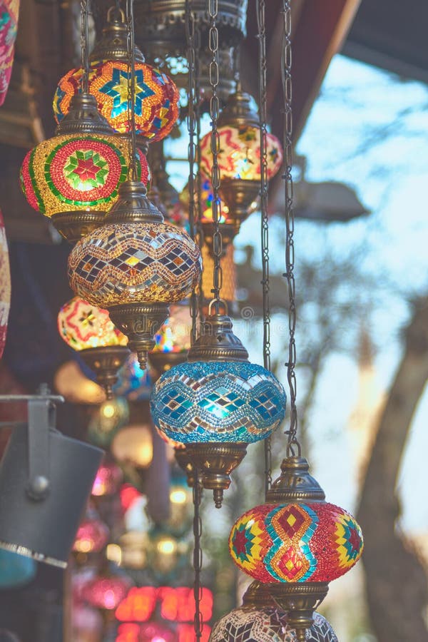 Turkish Lamps with Colourful Geometric Patterns Stock Image - Image of ...