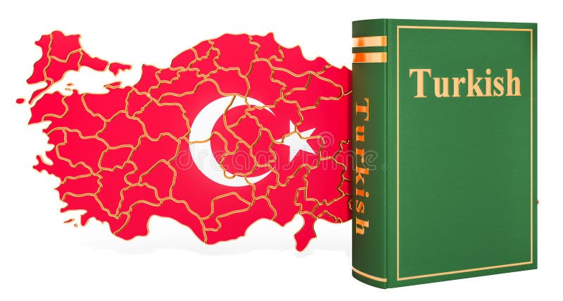 Turkish Language Book with Map of Turkey, 3D Rendering Stock ...