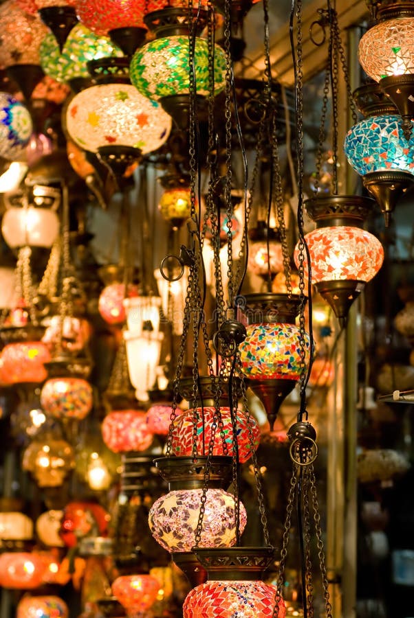 Turkish Lanterns in Grand Bazaar Stock Image - Image of asian, glass ...