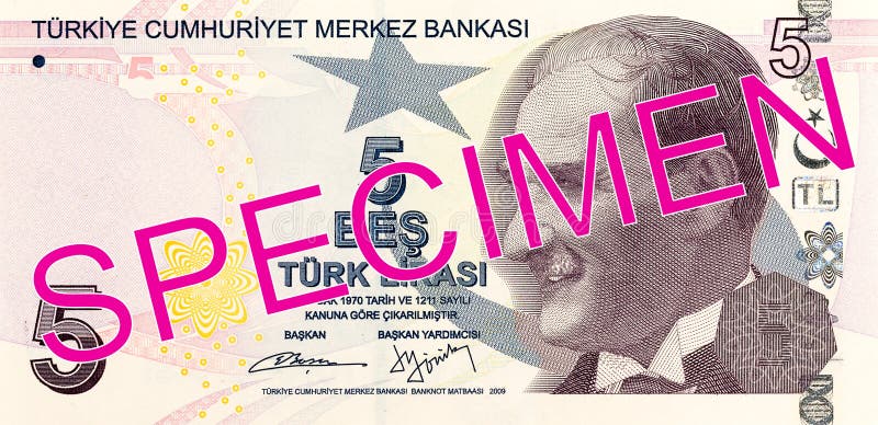5 Turkish Lira Bank Note Obverse Stock Photo - Image of northern, note ...